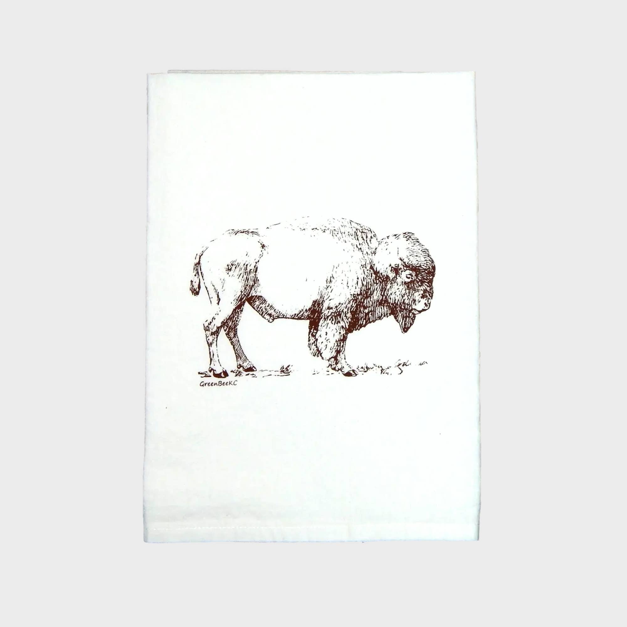 Bison Buffalo Towel | Tea Towels | Flour Sack Kitchen Towels: Black ...